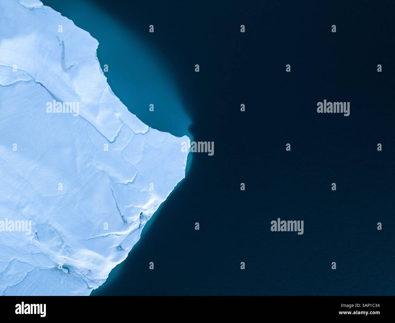 Aerial top-down drone view of an iceberg landscape structure at ...