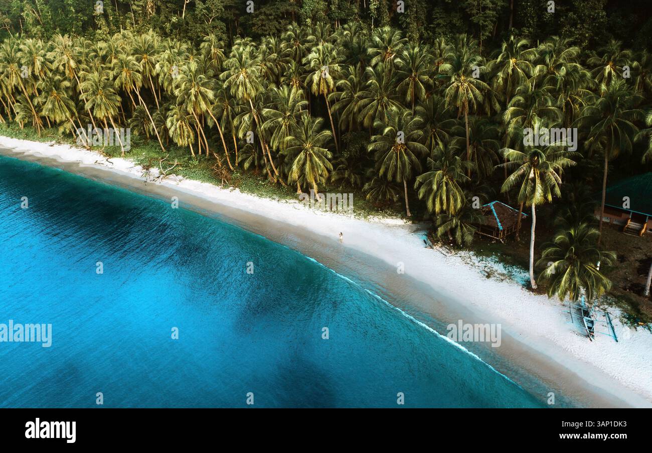 Aerial view of White Beach, Port Barton, Palawan, Philippines Stock ...