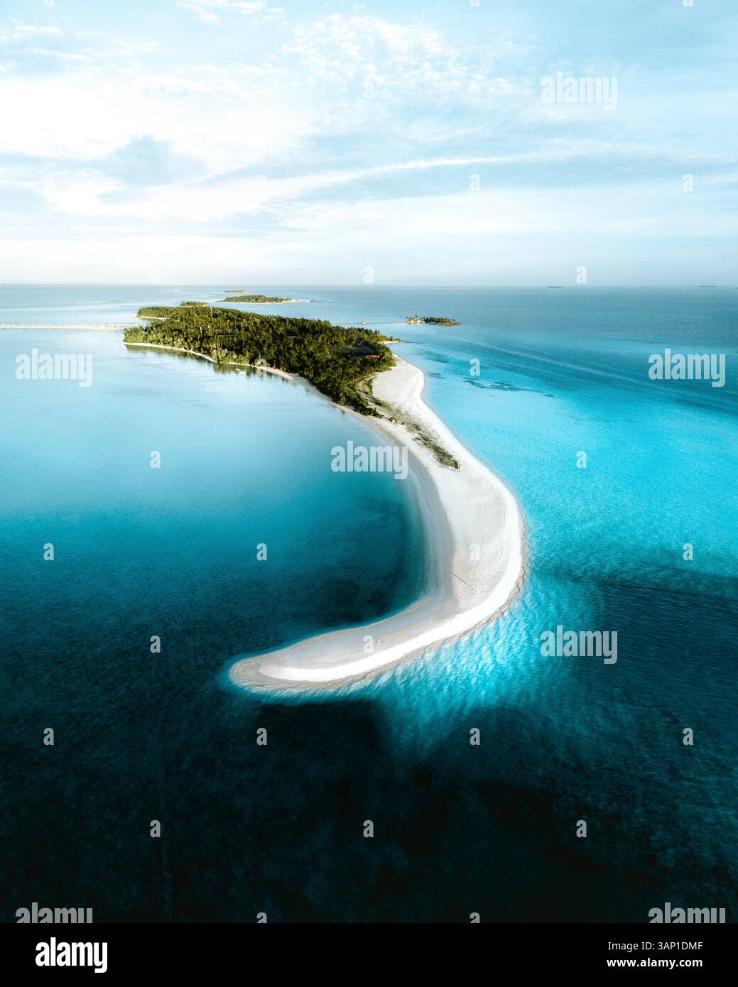 Aerial view of paradise island in Maldives, Alif Alif Atoll Stock Photo ...