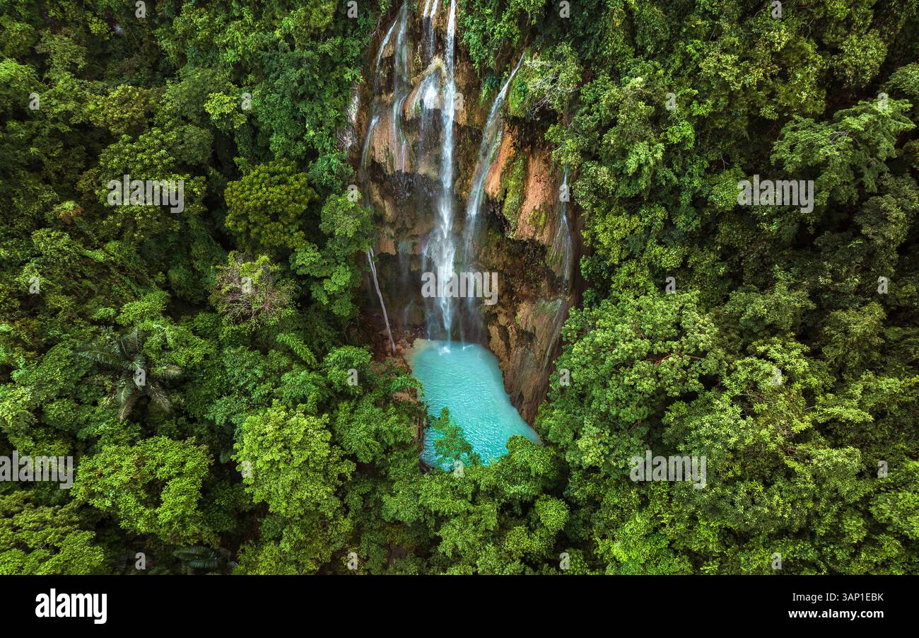 Aerial view of Tumalog Waterfalls, Oslob, Cebu, Philippines Stock Photo ...