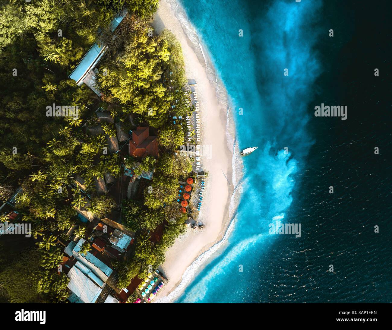 Aerial view of Gili Air Island, Karang Petang town, Bali, Indonesia ...