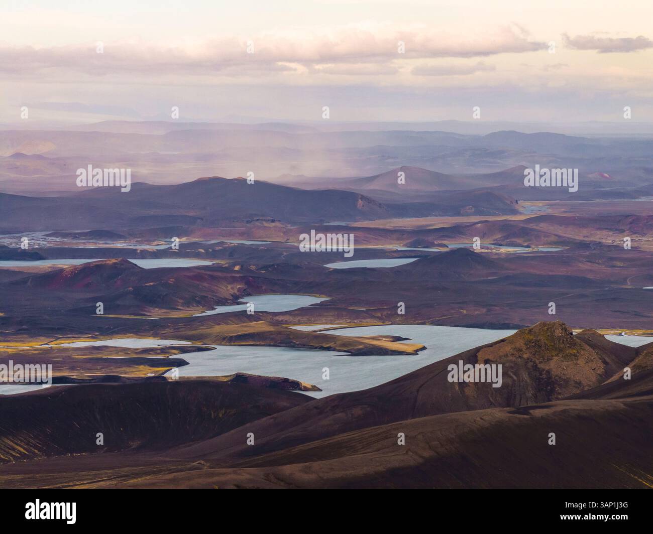 Aerial view of e beautiful valley with lakes and river estuary in Hella ...