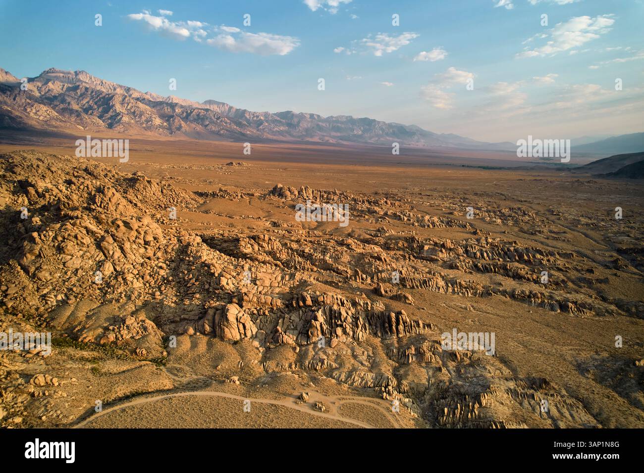 Aerial view of Alabama Hills at Death Valley national park, Lone Pine ...