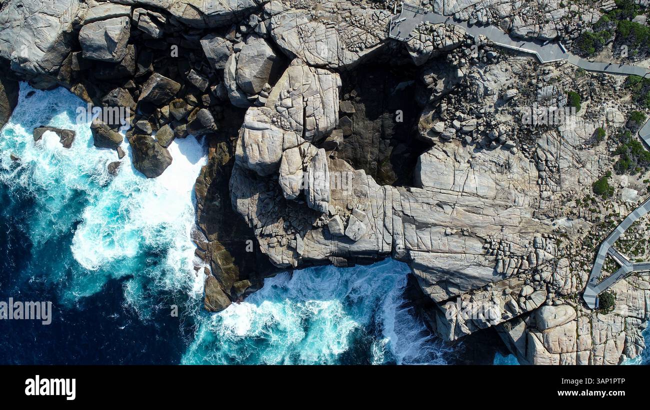 Aerial view of The Natural Bridge, Albany , Western Australia, Topdown ...