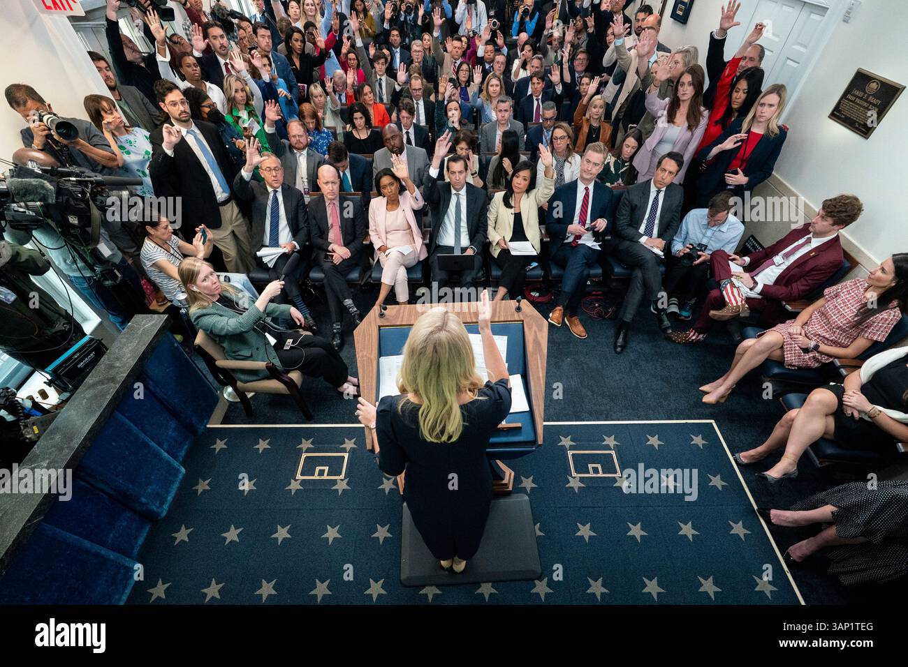 White House press secretary Karoline Leavitt speaks with reporters in ...