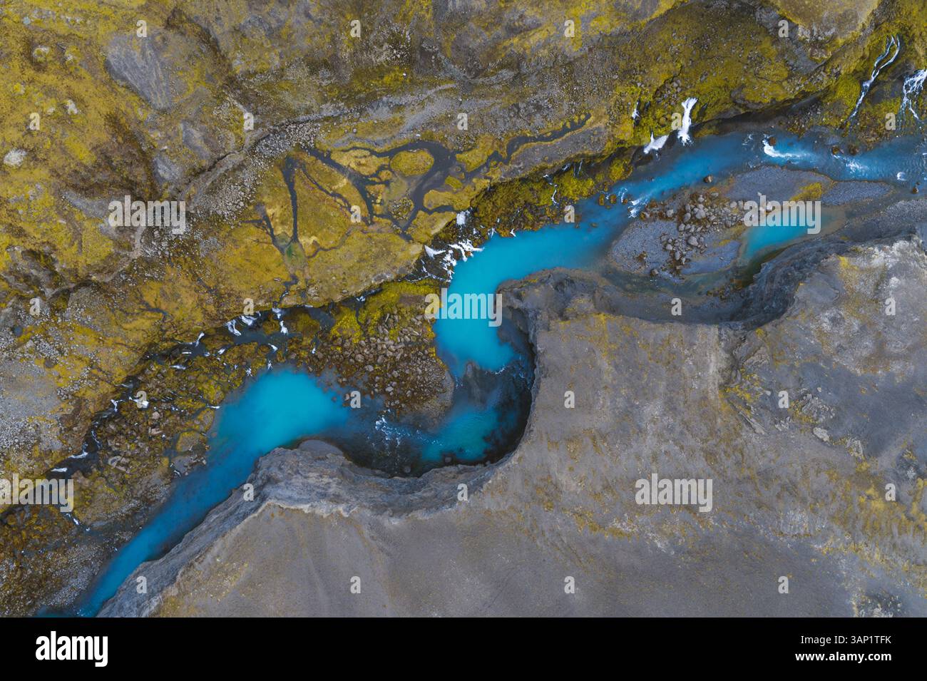 Aerial view of Sigöldugljufur, in the Icelandic Highlands, in Iceland ...