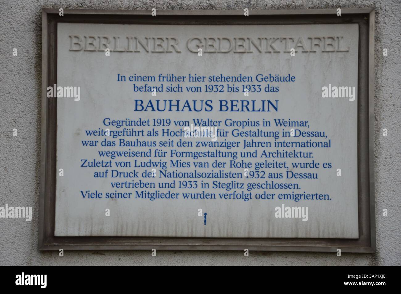 Berlin, Germany - April 15, 2025 - Bauhaus Berlin memorial plaque at ...