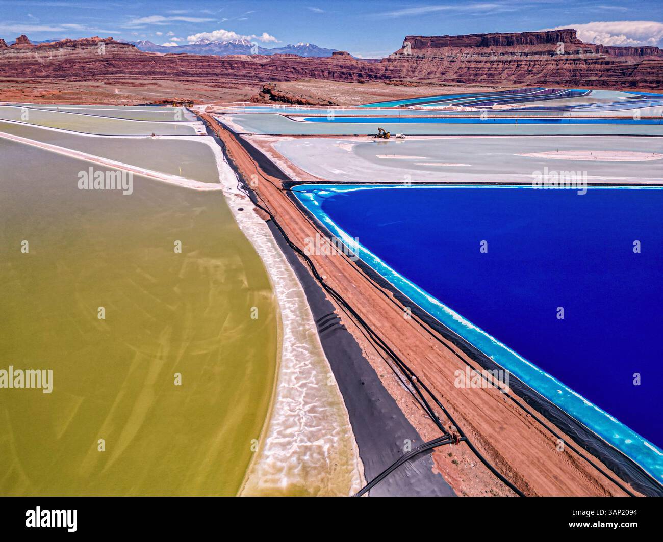 Aerial view of Monticello pools with minerals, Moab, Utah, United ...
