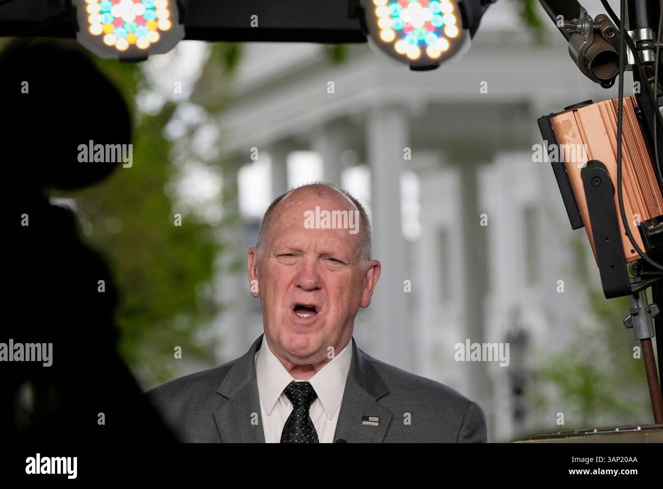 White House border czar Tom Homan speaks during a television interview ...