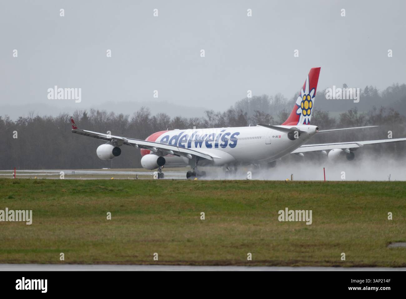 Zurich, Switzerland, January 18, 2024 HB-JMC Edelweiss Air Airbus A340 ...