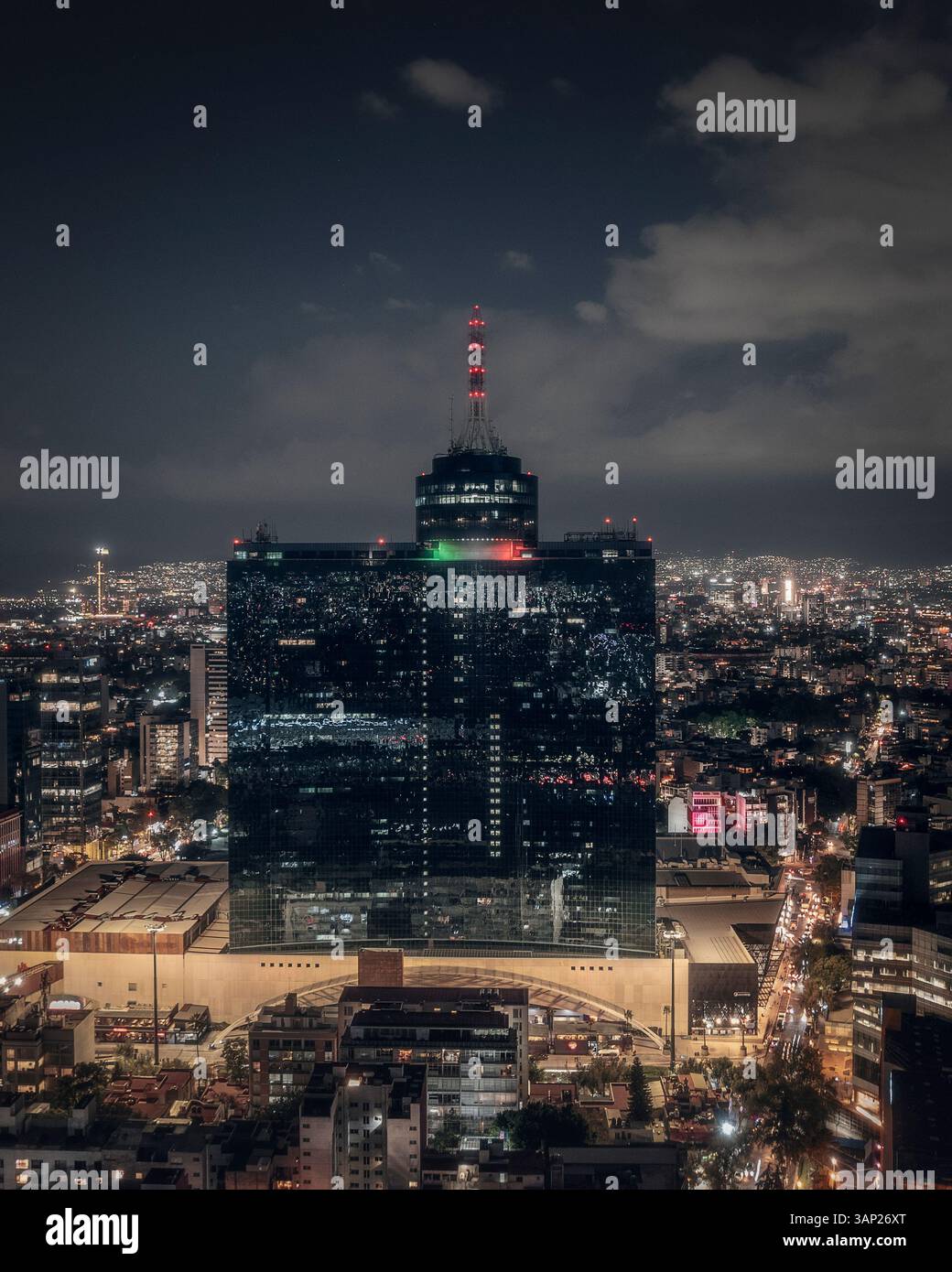 Aerial drone view of World Trade Center in Mexico City with city ...