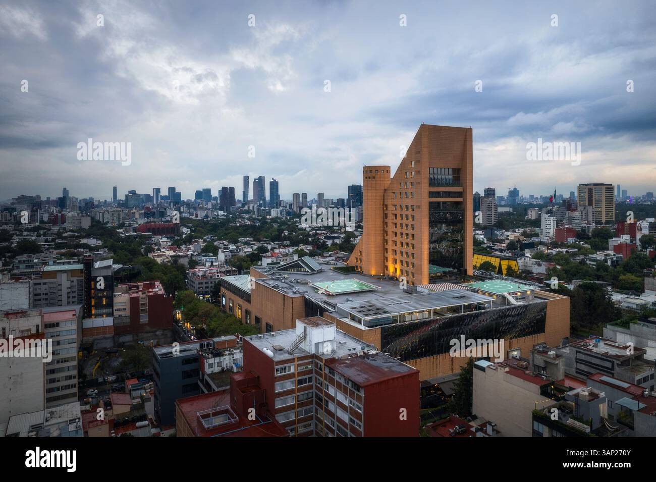 Aerial view of beautiful urban skyline with modern architecture and ...