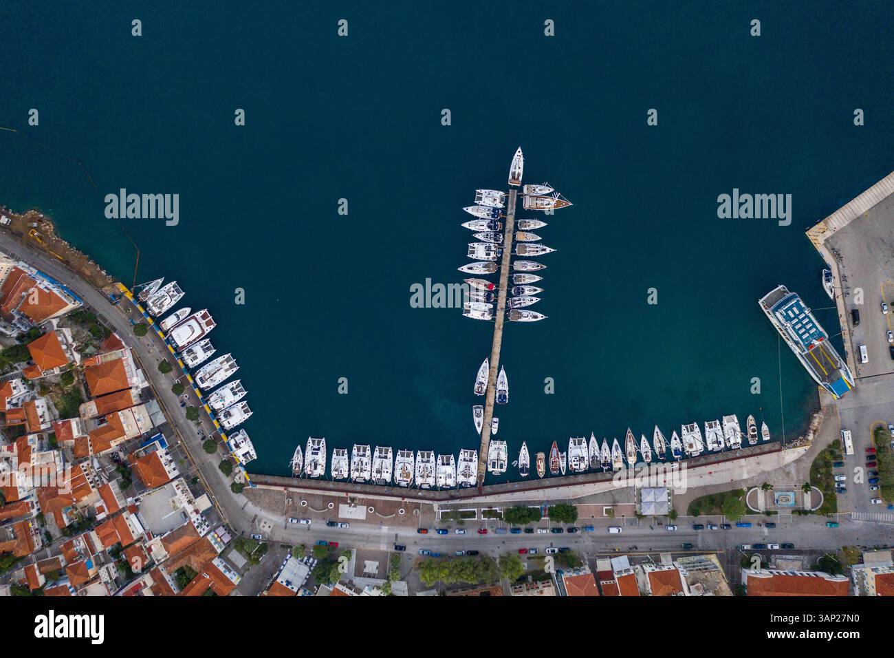 Aerial view of a yacht jetty in Saronic Gulf, Greece Stock Photo - Alamy