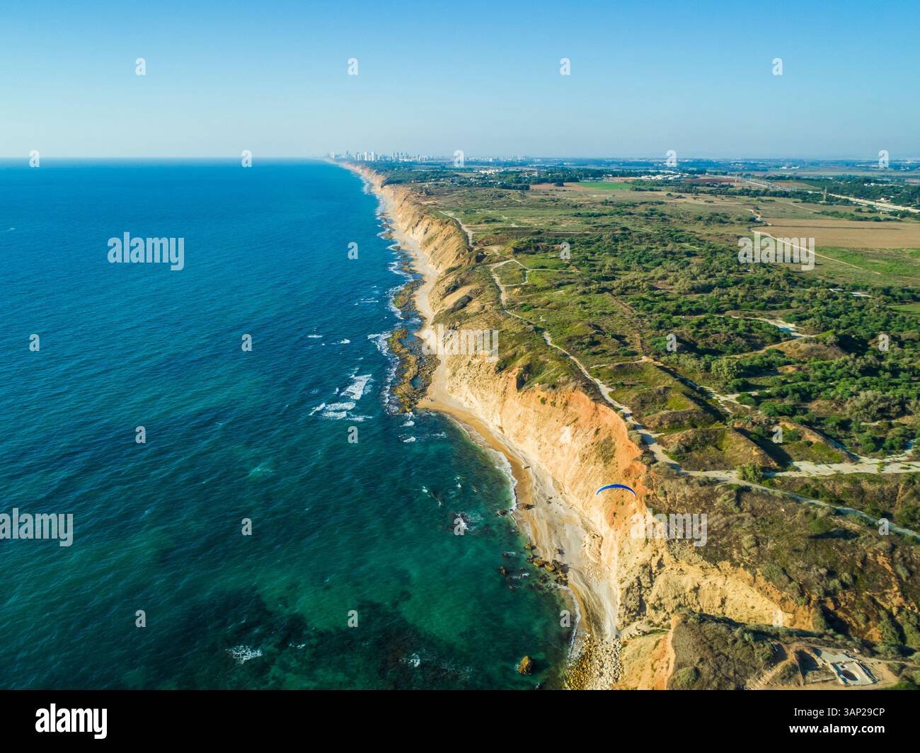 Aerial view of beautiful coastline with sandy beaches and clear blue ...