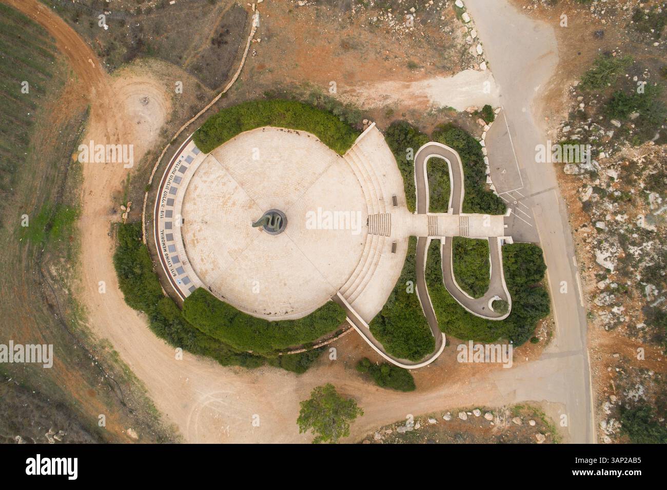 Aerial view of the memorial monument for the 9/11 victims, Jerusalem ...