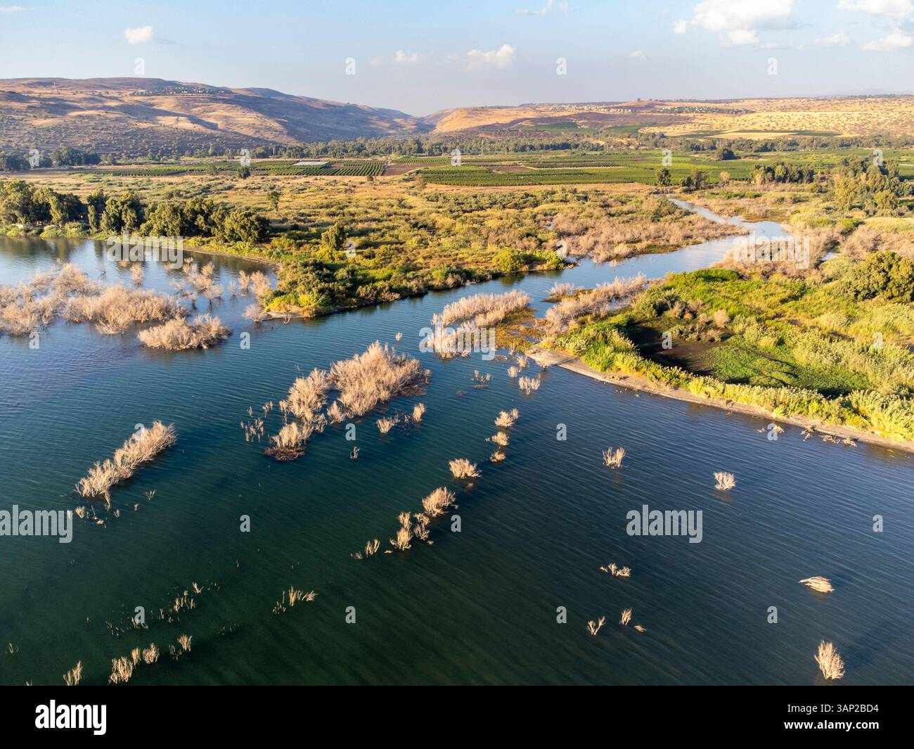 Aerial view of a lake, Sea of Galilee, Northern district, Israel Stock ...