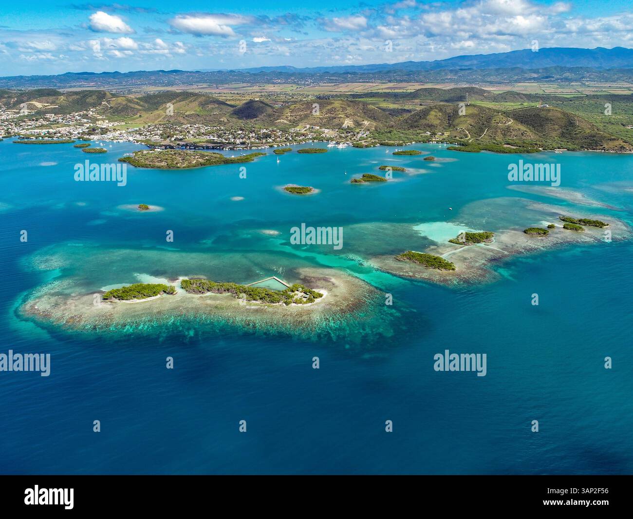 Aerial view of the largest reef system on the southwestern coast of ...