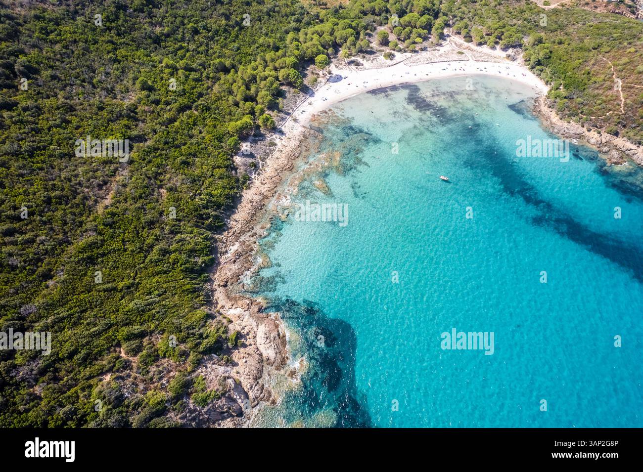 Aerial view of a little bay along the coast in Corse, France Stock ...