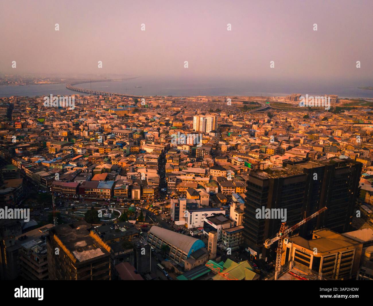 Aerial view of beautiful cityscape with skyline and residential buildings, Lagos, Nigeria Stock ...