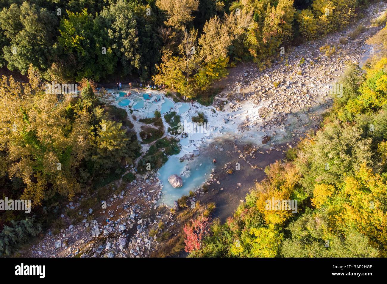 Aerial view of Petriolo thermal area, Grosseto, Tuscany, Italy Stock ...