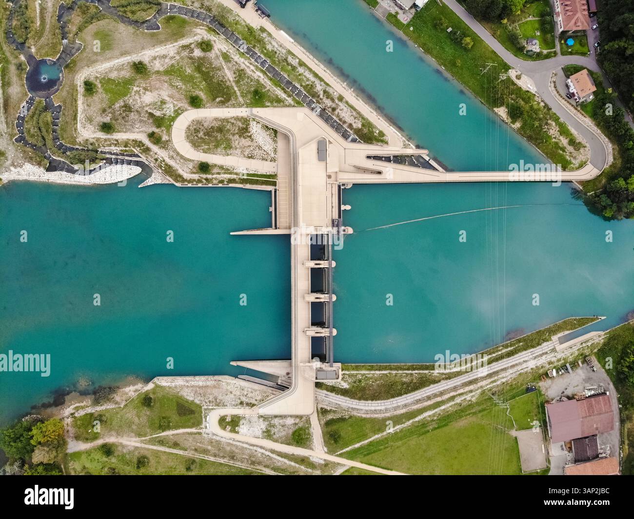 Aerial view of electricity power dam, Switzerland Stock Photo - Alamy