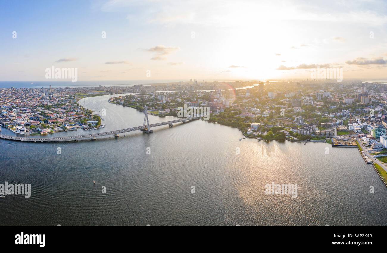 Panoramic view of Lagos Lekki Ikoyi link bridge showing parts of Lekki ...