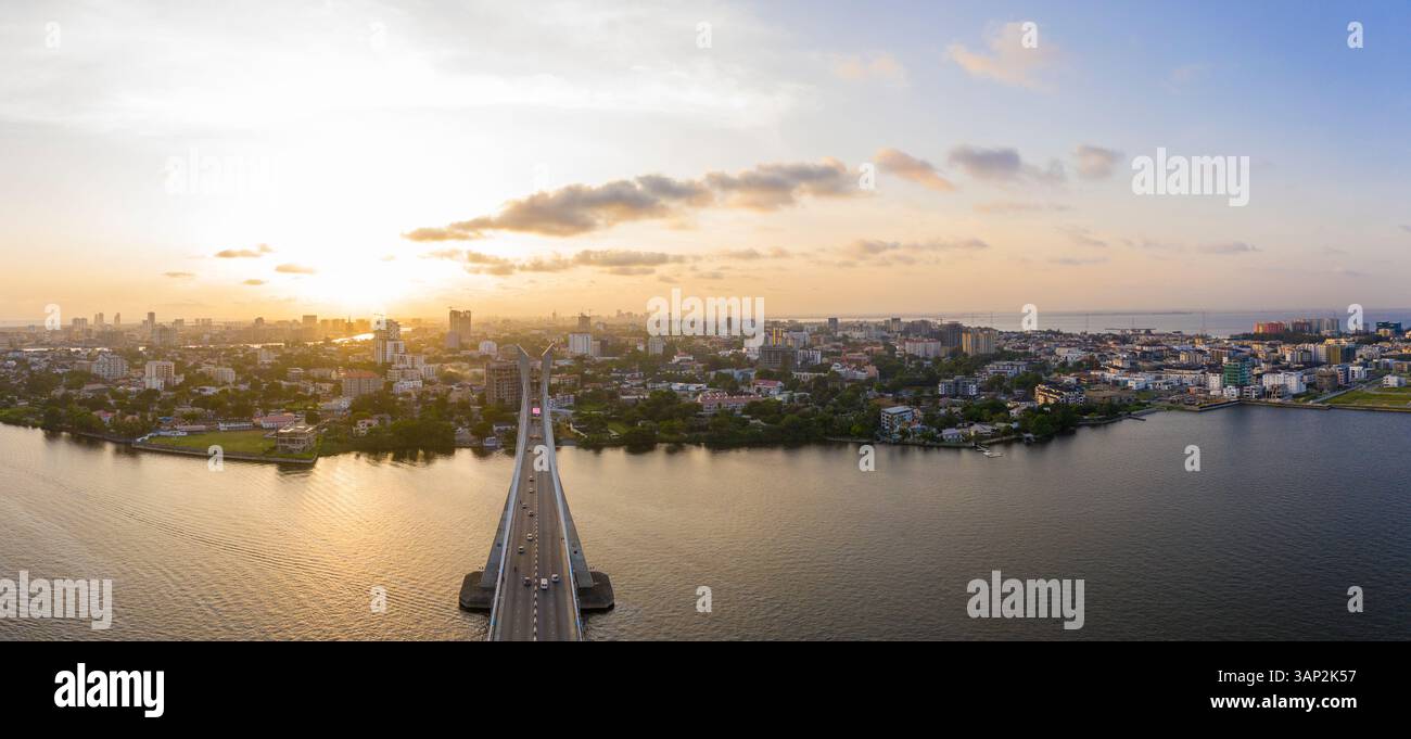 Panoramic view of Lagos Lekki Ikoyi link bridge showing parts of Lekki ...