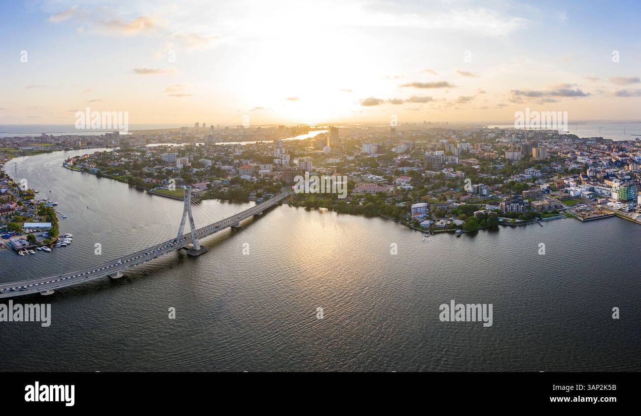 Panoramic view of Lagos Lekki Ikoyi link bridge showing parts of Lekki ...