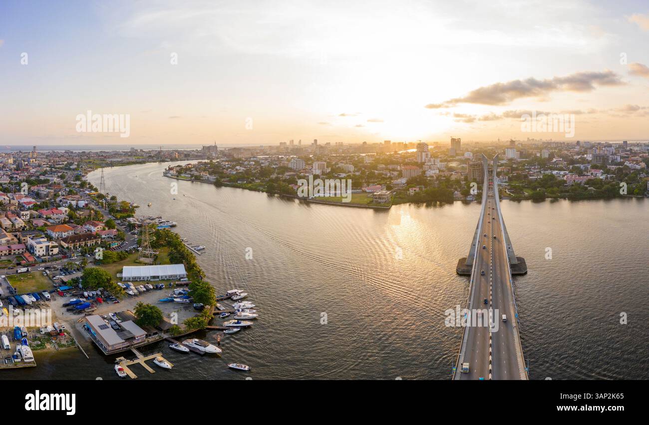 Panoramic view of Lagos Lekki Ikoyi link bridge showing parts of Lekki ...