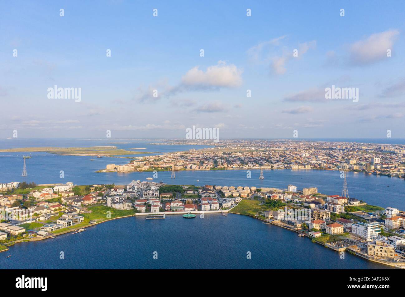 Aerial view of Lagos Lekki Ikoyi link bridge showing parts of Lekki ...