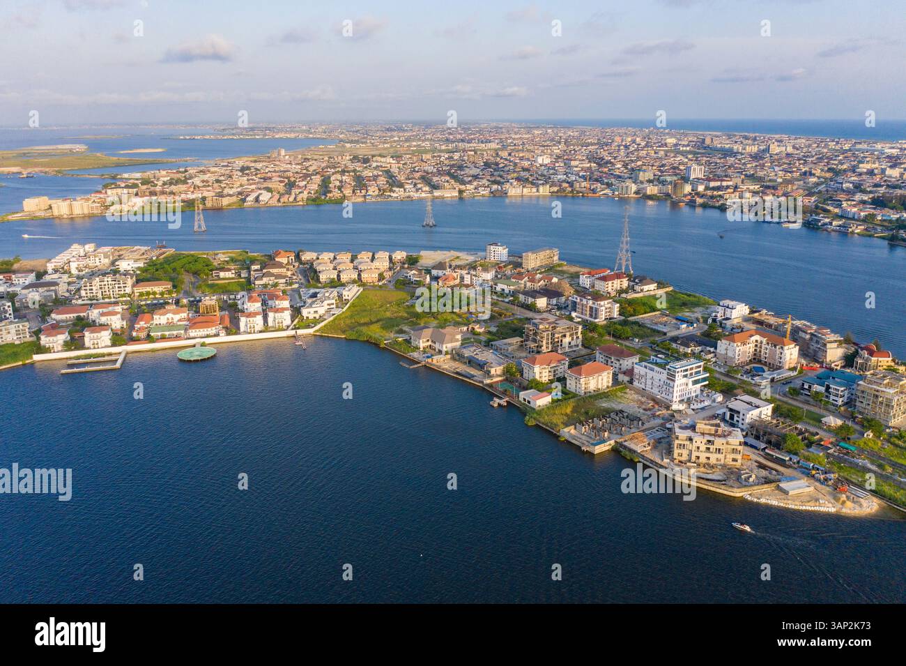 Aerial view of Lagos Lekki Ikoyi link bridge showing parts of Lekki ...