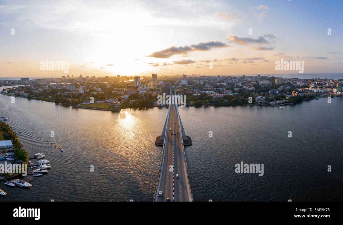 Panoramic view of Lagos Lekki Ikoyi link bridge showing parts of Lekki ...