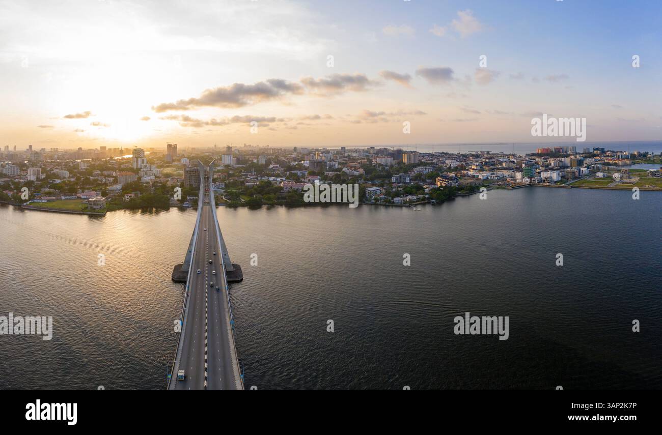 Panoramic view of Lagos Lekki Ikoyi link bridge showing parts of Lekki ...