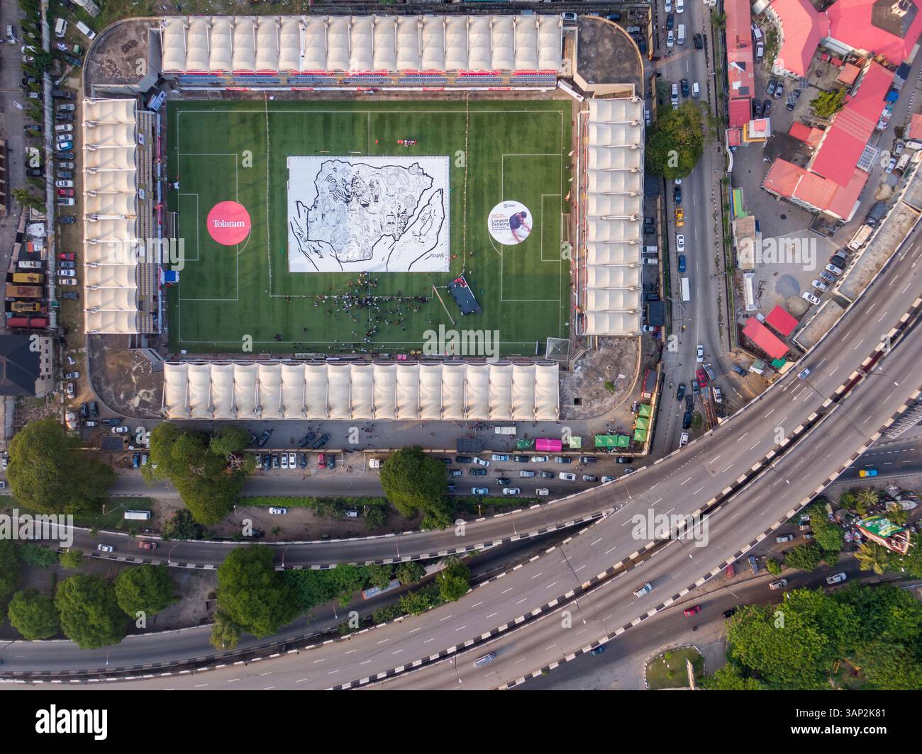 Lagos, Nigeria - 21 July 2024: An Aerial view of the largest drawing by ...