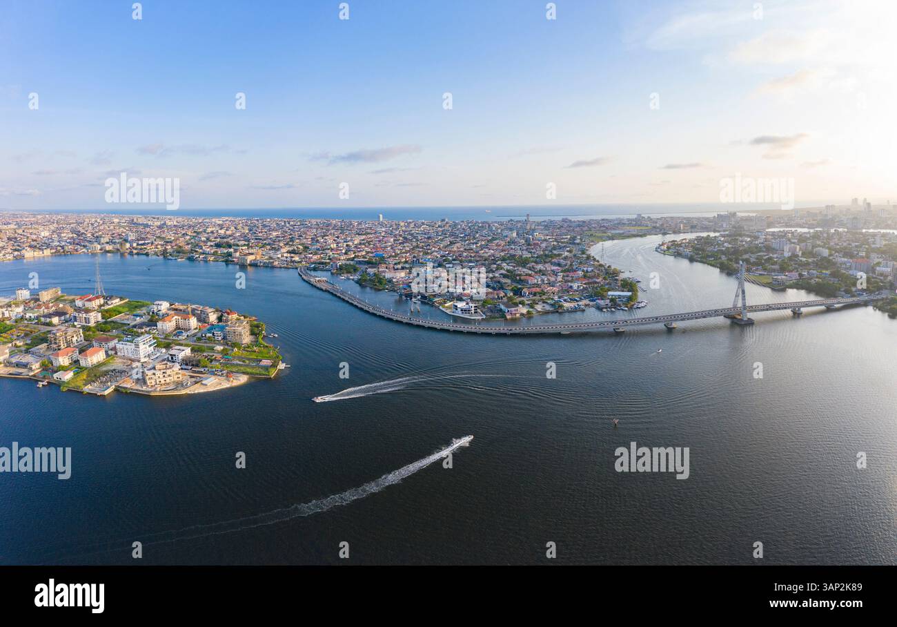Panoramic view of Lagos Lekki Ikoyi link bridge showing parts of Lekki ...