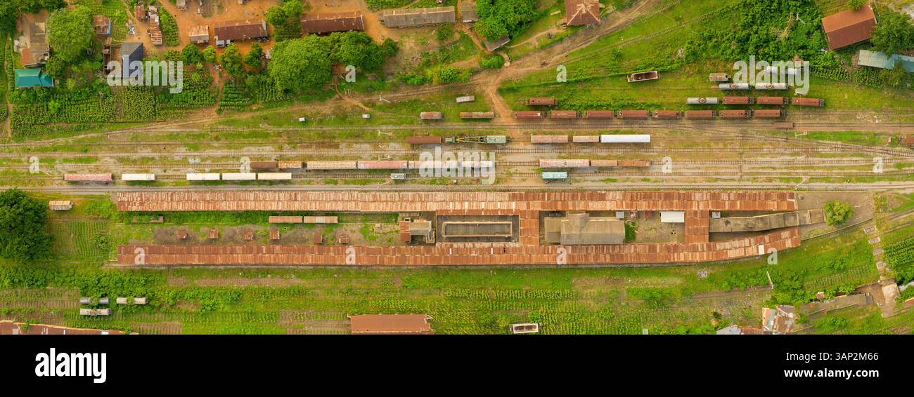 Panoramic aerial view of the old Dugbe railway station with some old ...