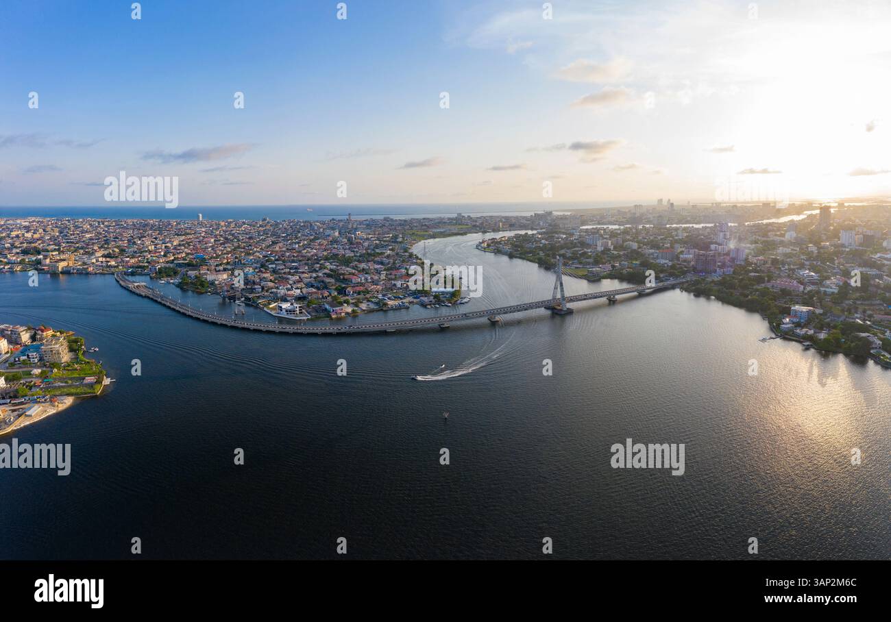 Panoramic view of Lagos Lekki Ikoyi link bridge showing parts of Lekki ...
