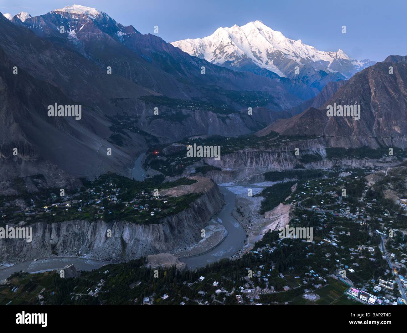 Aerial view of Mount Rakaposhi, in the Karakoram range, Hunza Valley ...