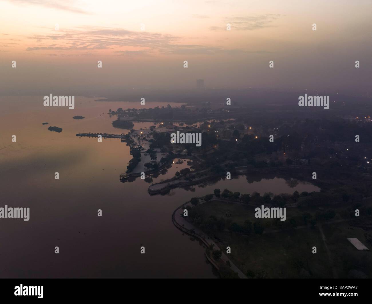 Aerial view of Lake View Park on the coast of Rawal Dam in Islamabad ...