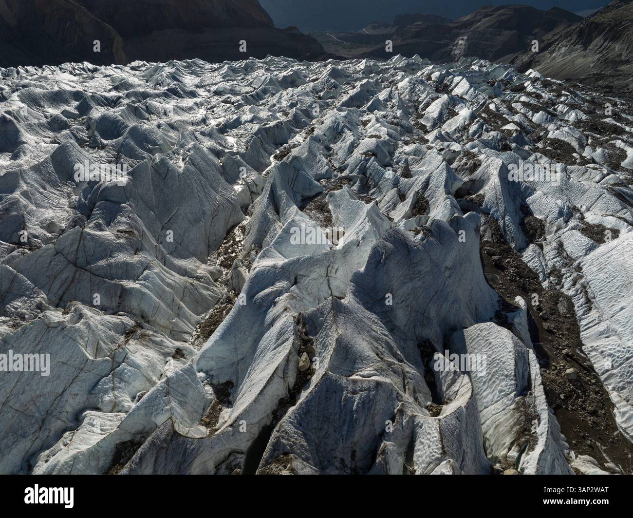 Aerial view of Passu Glacier in the District of Hunza in the Karakoram ...