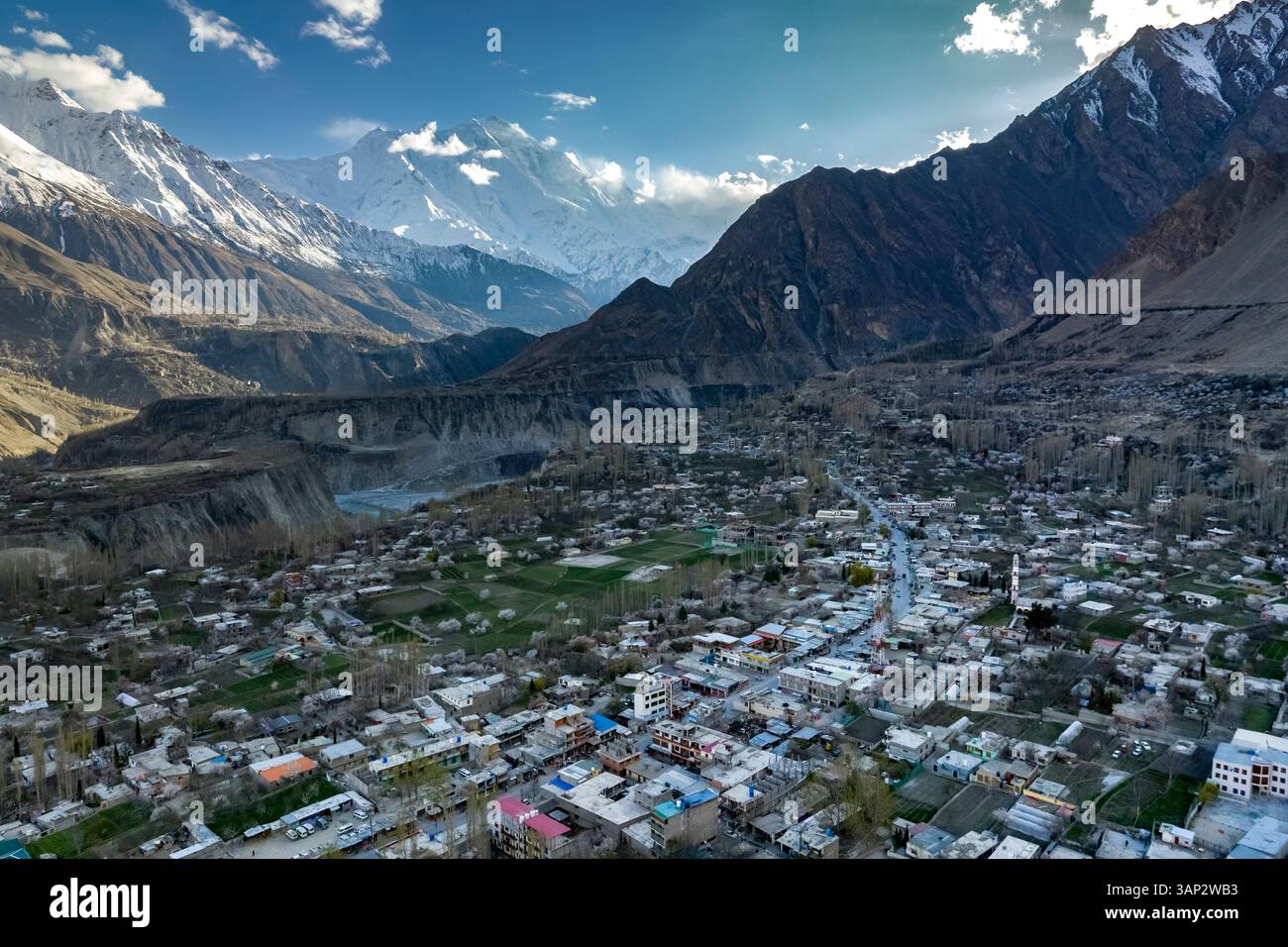 Aerial view of Mt Rakaposhi, from Hunza valley, Gilgit Baltistan ...