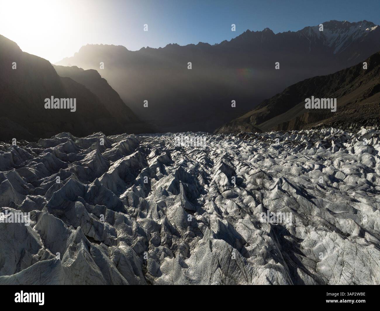 Aerial view of Passu Glacier in the District of Hunza in the Karakoram ...