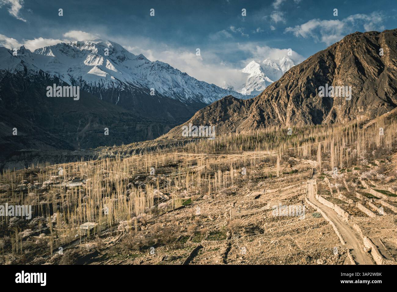 Aerial view of Mt Rakaposhi, at sunrise from Hunza valley, Gilgit ...