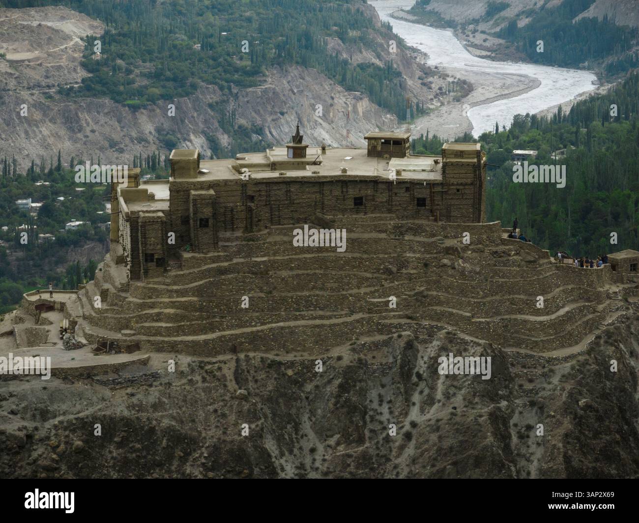 Aerial view of Baltit fort, Hunza Valley, Gilgit Baltistan, Karakoram ...