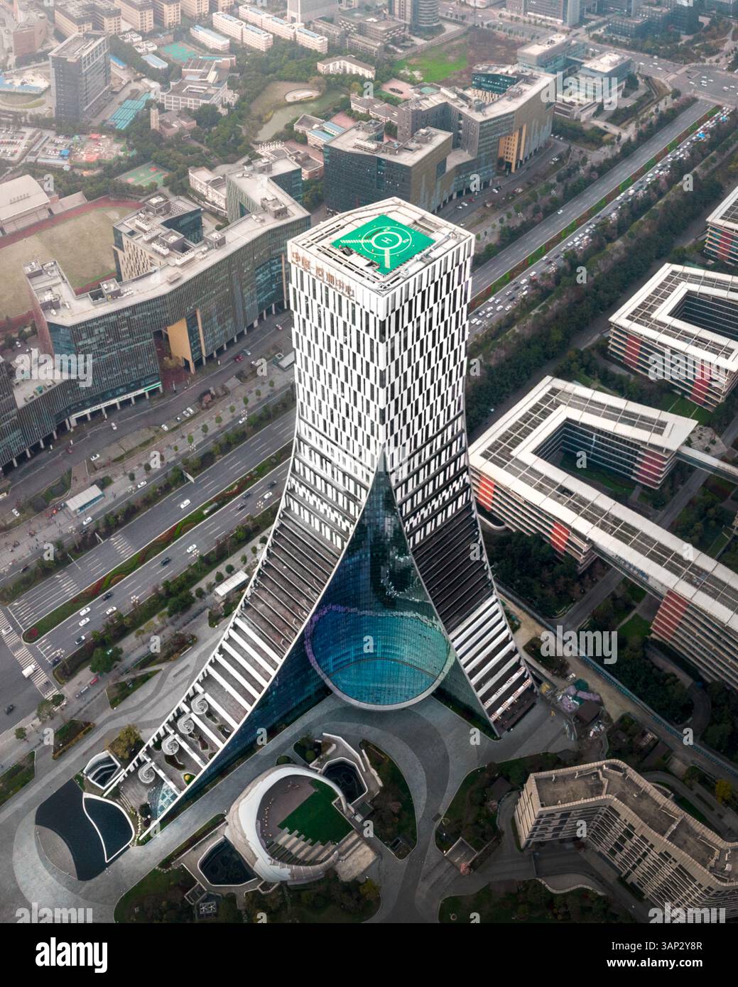 Aerial view of China-Europe Center, Chengdu Stock Photo - Alamy