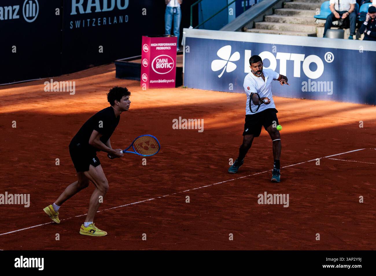 Munich, Germany. 15th Apr, 2025. Ben Shelton (USA) und Rohan Bopanna ...
