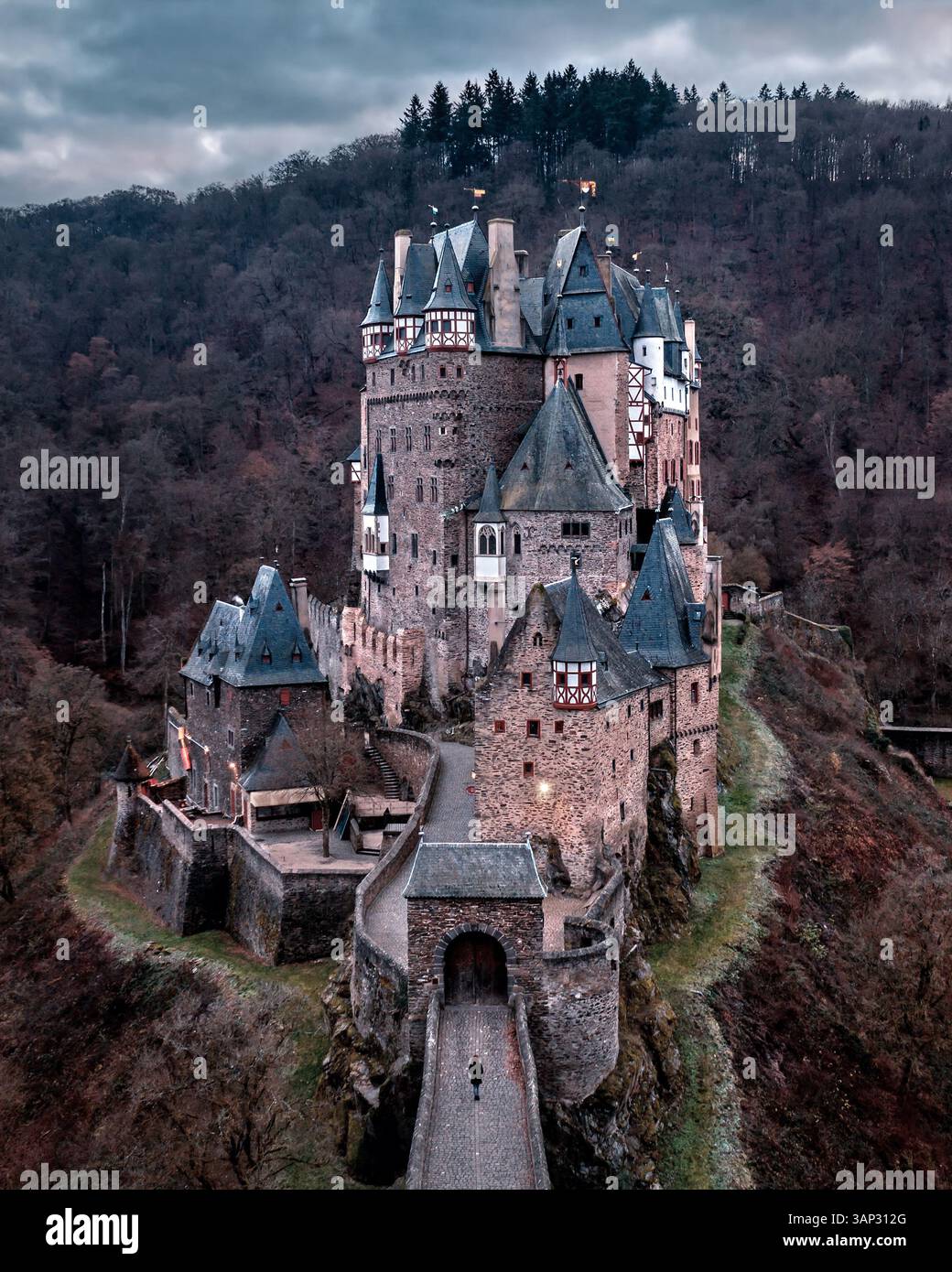 Aerial view of Eltz castle, Wierschem, Mayen-Koblenz Germany Stock ...