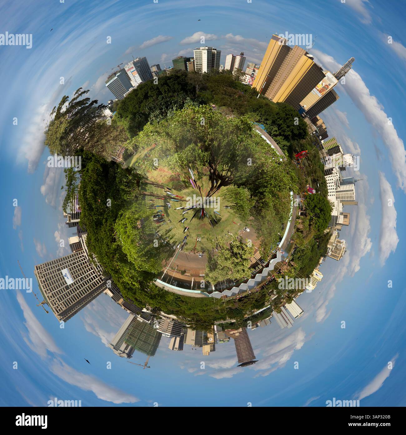 Aerial view of beautiful downtown Nairobi with urban buildings and ...