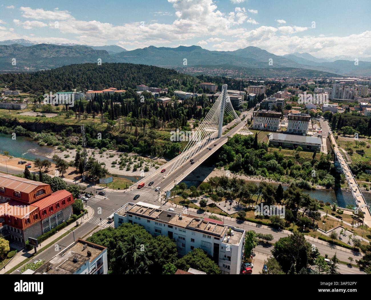 Aerial view of Millennium Bridge, Podgorica, Montenegro Stock Photo - Alamy