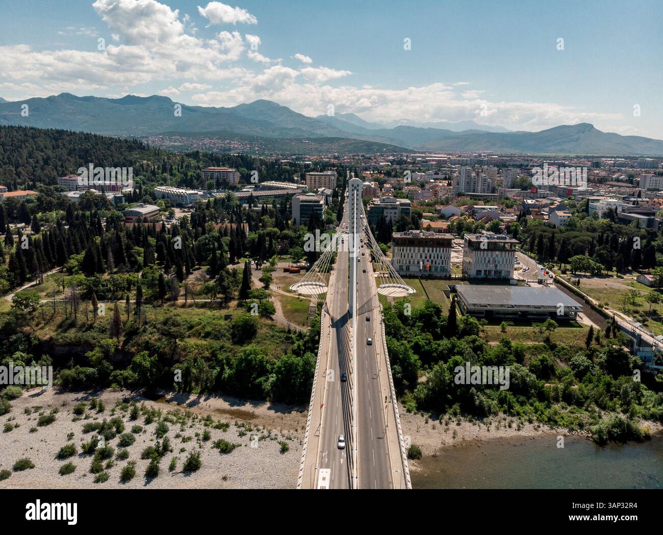 Aerial view of Millennium Bridge, Podgorica, Montenegro Stock Photo - Alamy